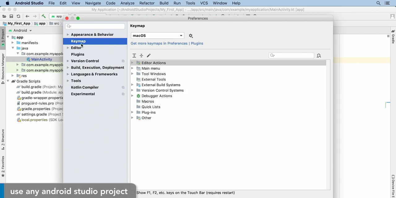 Menu, Toolbar and Shortcuts on Android Studio